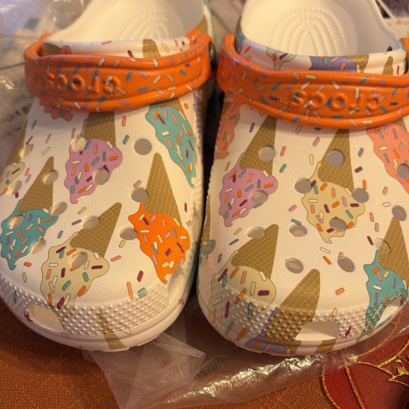 CROCS | Shoes | Crocs Ice Cream Print Clogs With Orange Strap | Poshmark